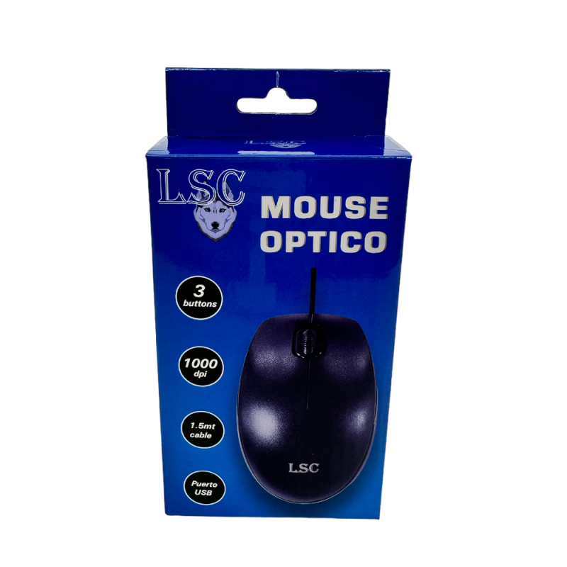 MOUSE ÓPTICO USB NEGRO OFICINA - LSC
